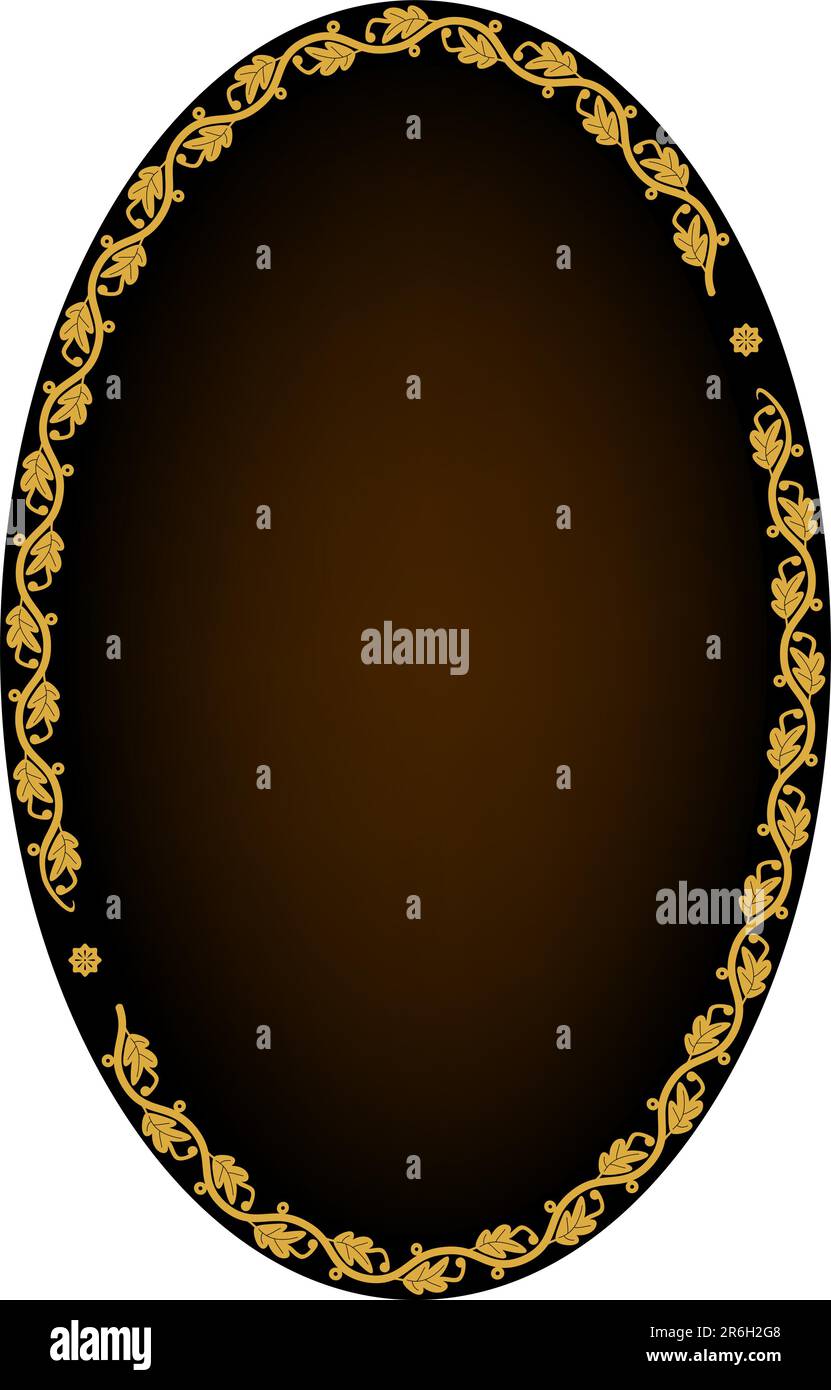 Oval frame made of golden leaves on dark background. AI 8 compatible ...