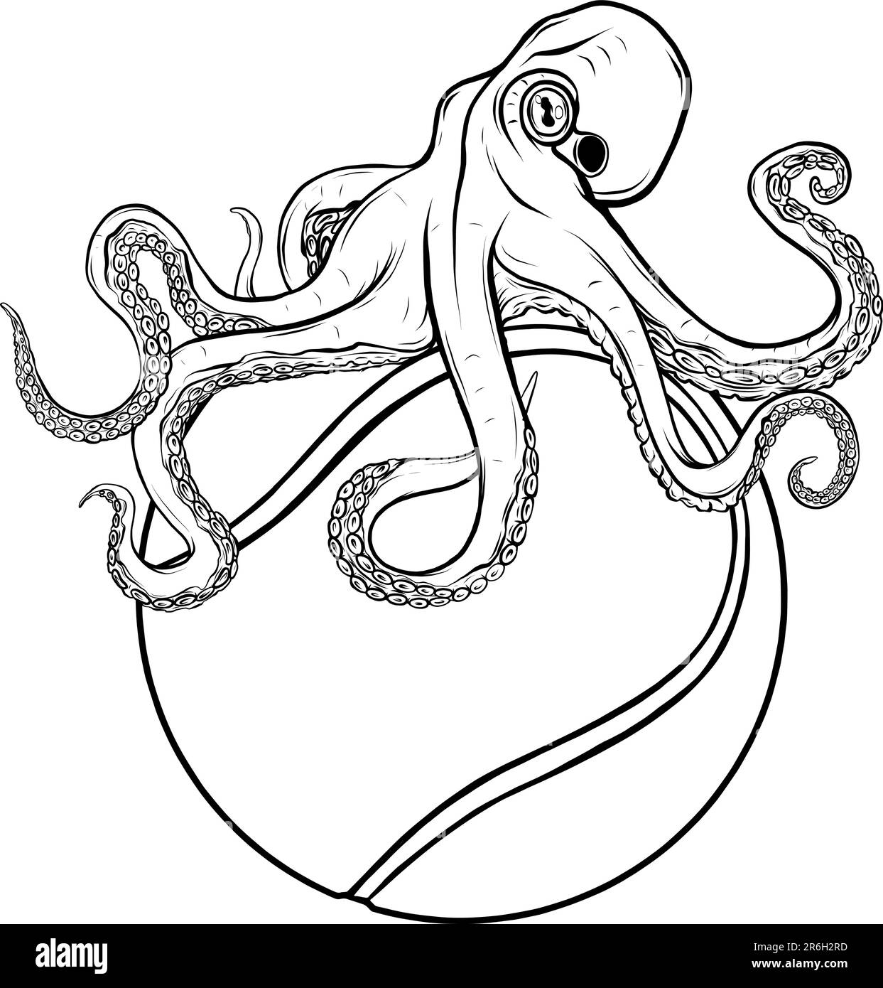 Octopus tentacles silhouette Black and White Stock Photos & Images - Alamy