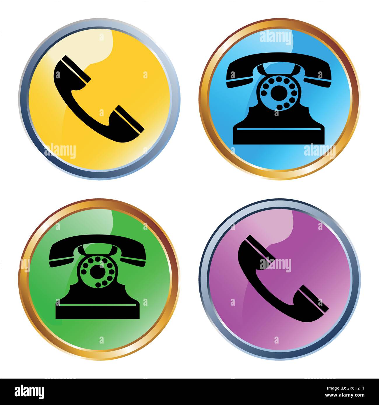 Collection of colourful phone icons, web elements, vector illustration ...