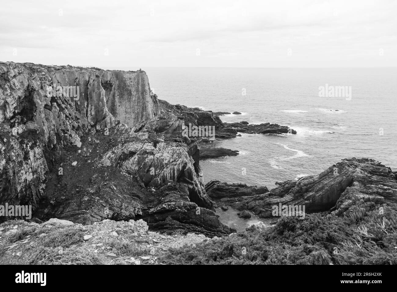 Cabo Sardao cape with its beautiful cliffs and the Brave Atlantic Ocean ...
