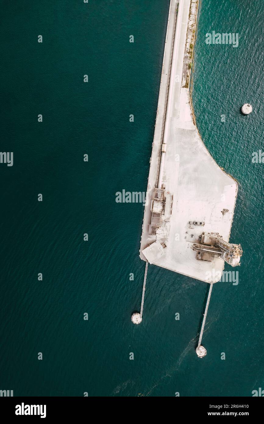 An aerial view of a dockyard in an endless ocean Stock Photo - Alamy