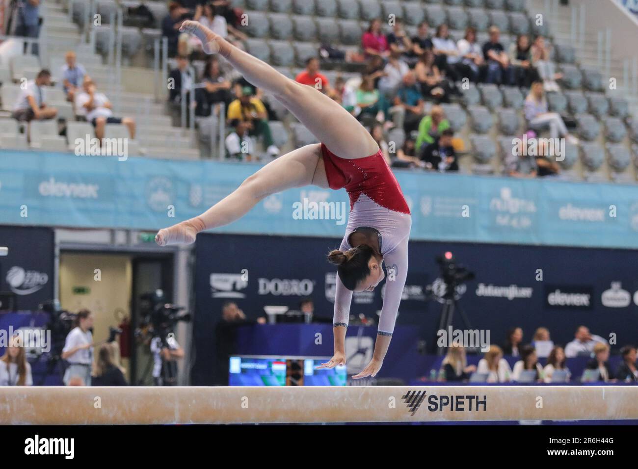 Osijek, Croatia. 09th June, 2023. Gymnast Zelcic Tina competes in the ...