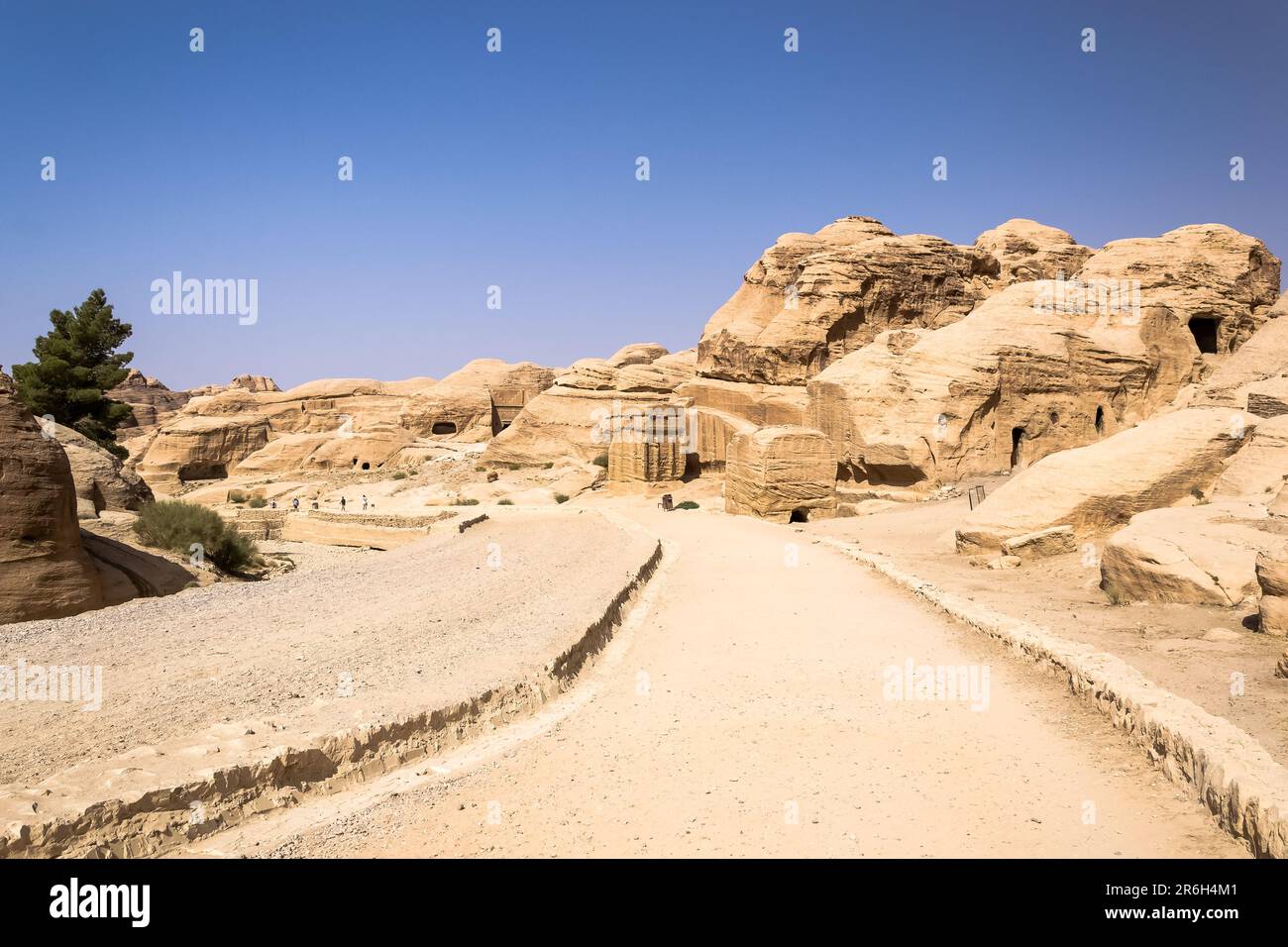 View of the entrance to the magnificent ruins of the ancient Nabatean ...