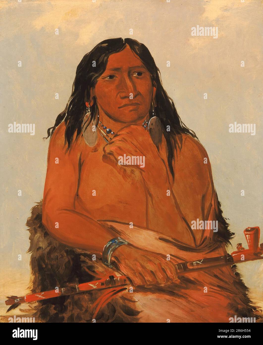 Is-sa-wáh-tám-ah, Wolf Tied with Hair, a Chief. oil on canvas. Date ...