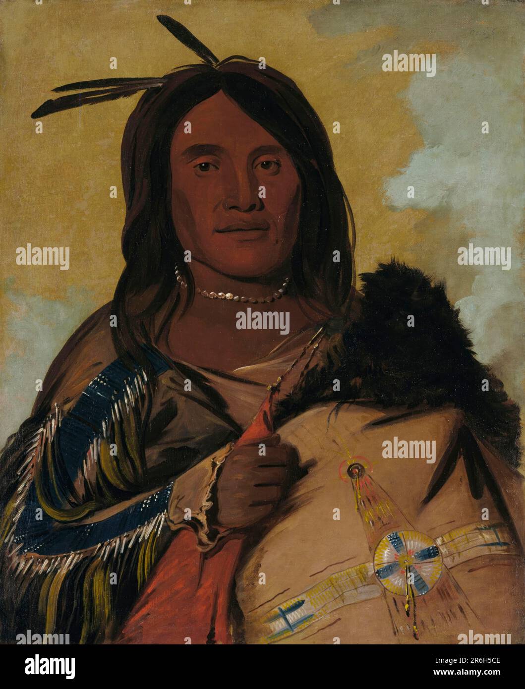 Ka-pés-ka-da, Shell Man, an Oglala Brave. oil on canvas. Date: 1832 ...