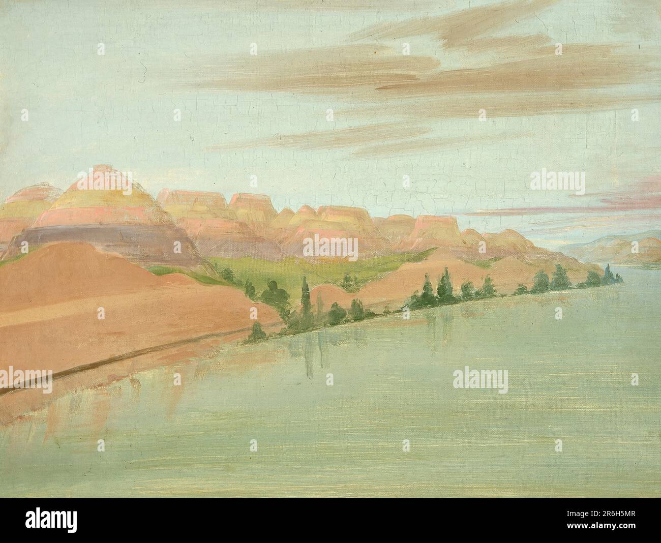 Beautiful Clay Bluffs, 1900 Miles above St. Louis. oil on canvas. Date ...