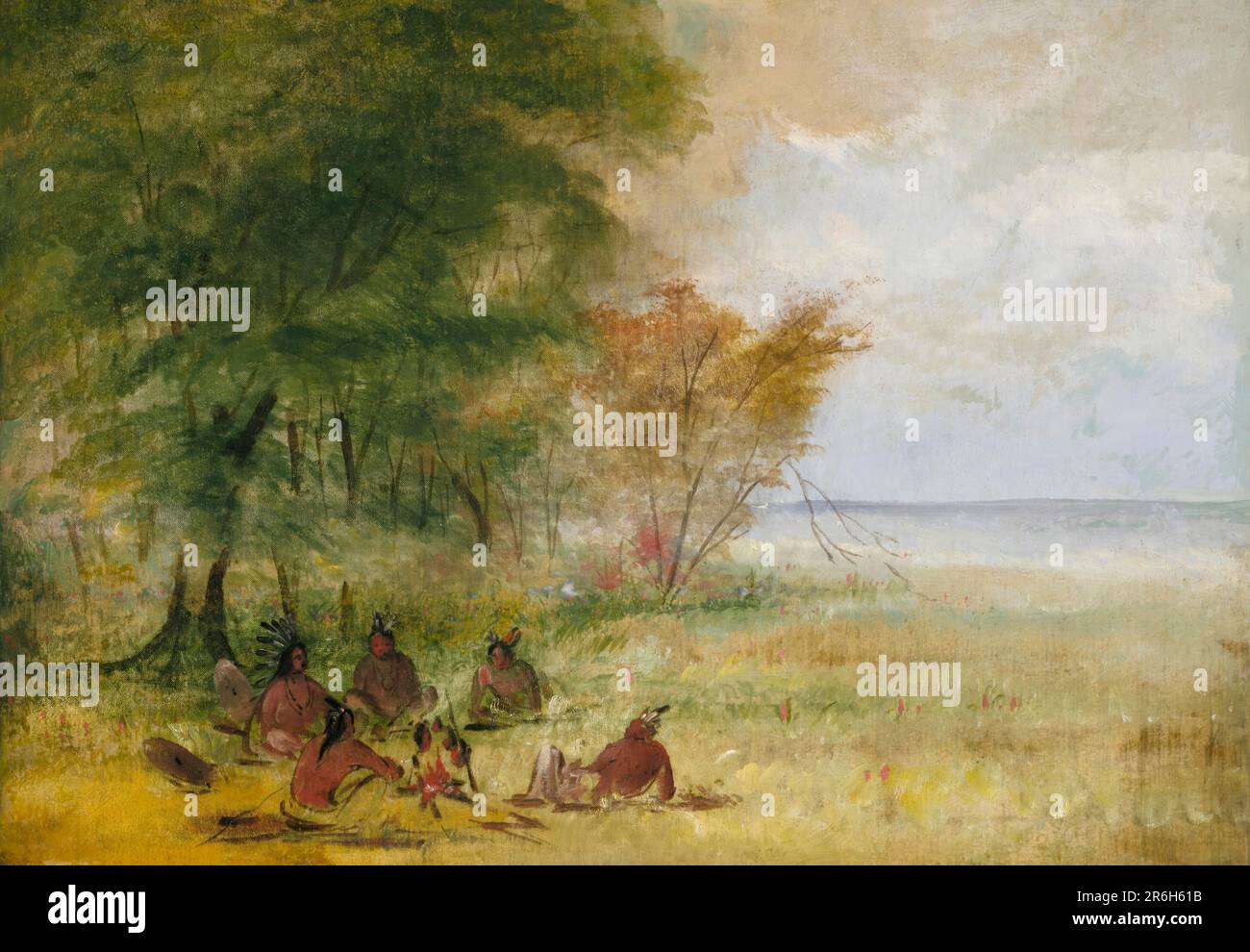 Sioux Indian Council, Chiefs in Profound Deliberation. oil on canvas ...