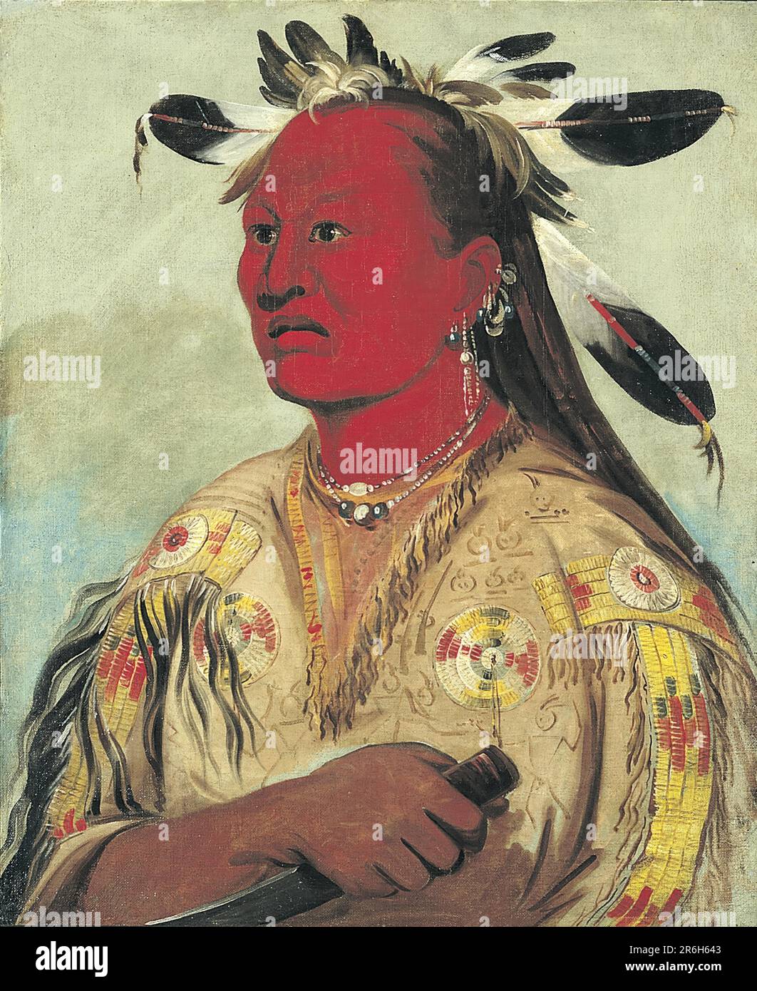 Stán-au-pat, Bloody Hand, Chief of the Tribe. oil on canvas. Date: 1832 ...