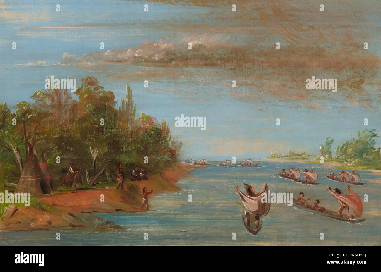 Sac and Fox Sailing in Canoes. oil on canvas. Date: 1837-1839. Museum ...