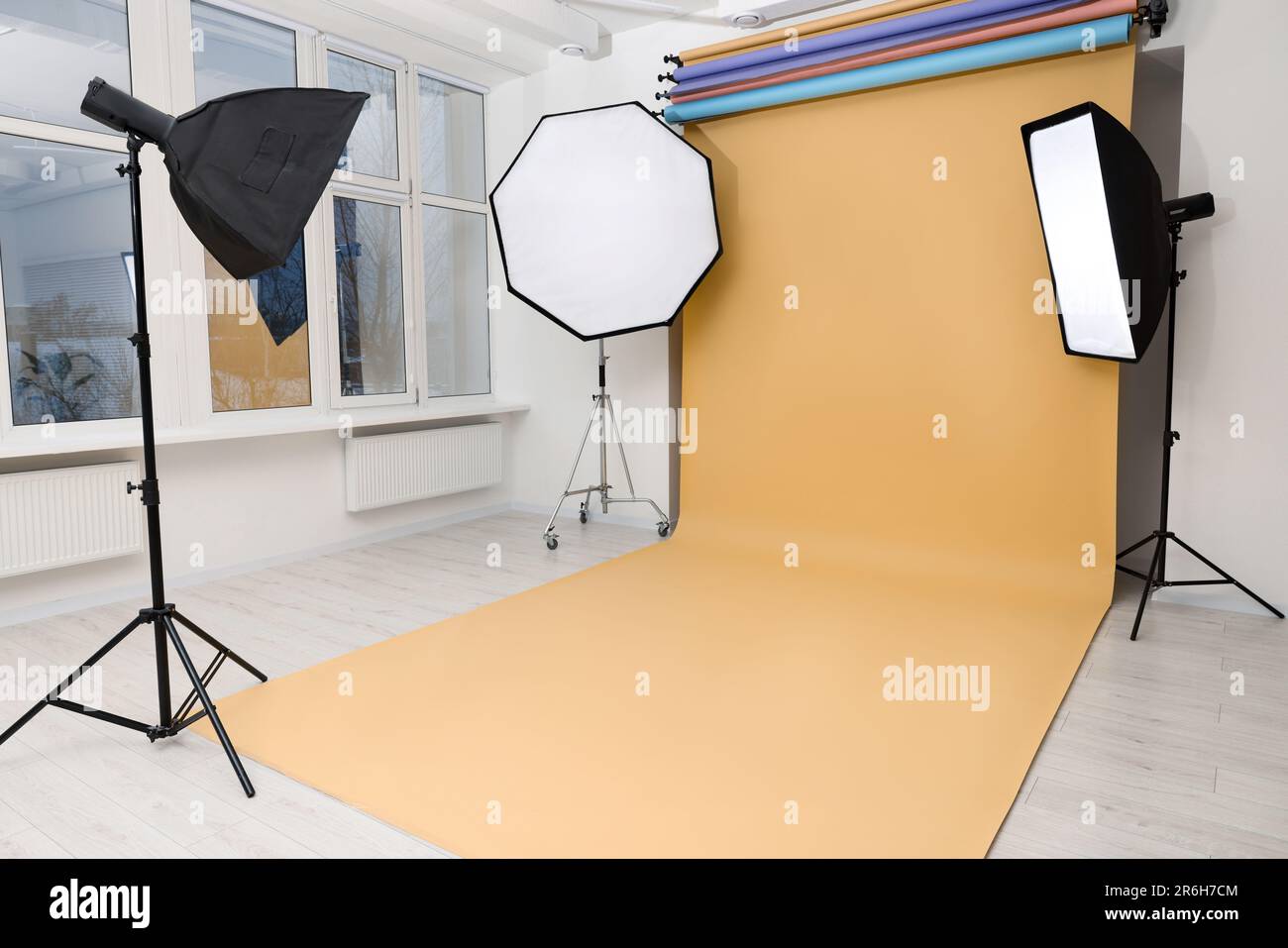 Interior of modern photo studio with professional lighting equipment ...