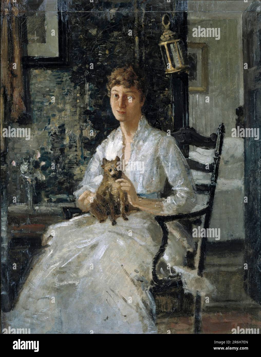 Portrait of a Lady with a Dog (Anna Baker Weir). oil on canvas. Date ...