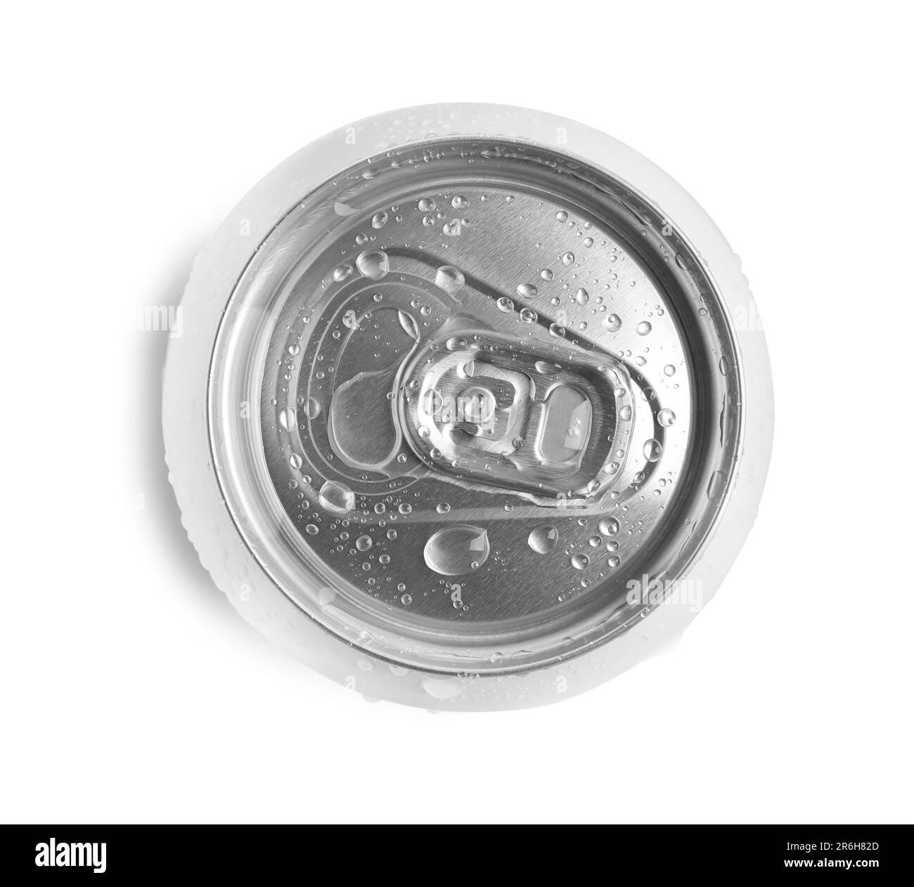 Aluminum can with drink isolated on white, top view Stock Photo - Alamy
