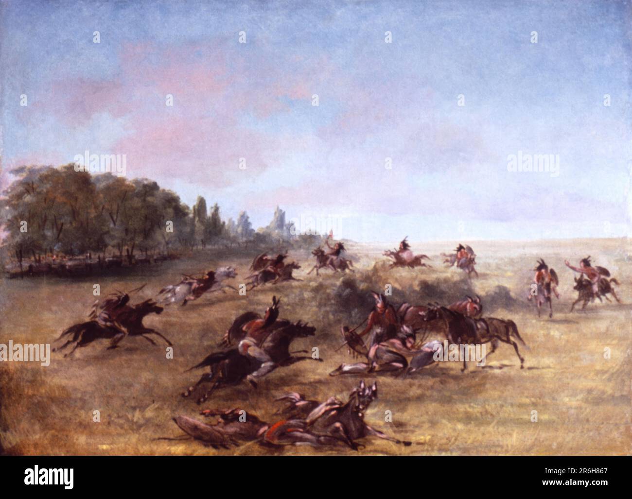 Mounted War Party Scouring a Thicket. oil on canvas. Date: 1846-1848 ...