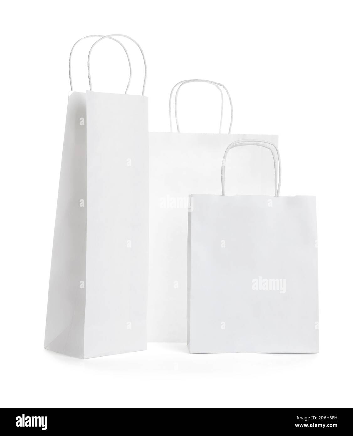 Blank paper bags on white background. Mockup for design Stock Photo - Alamy