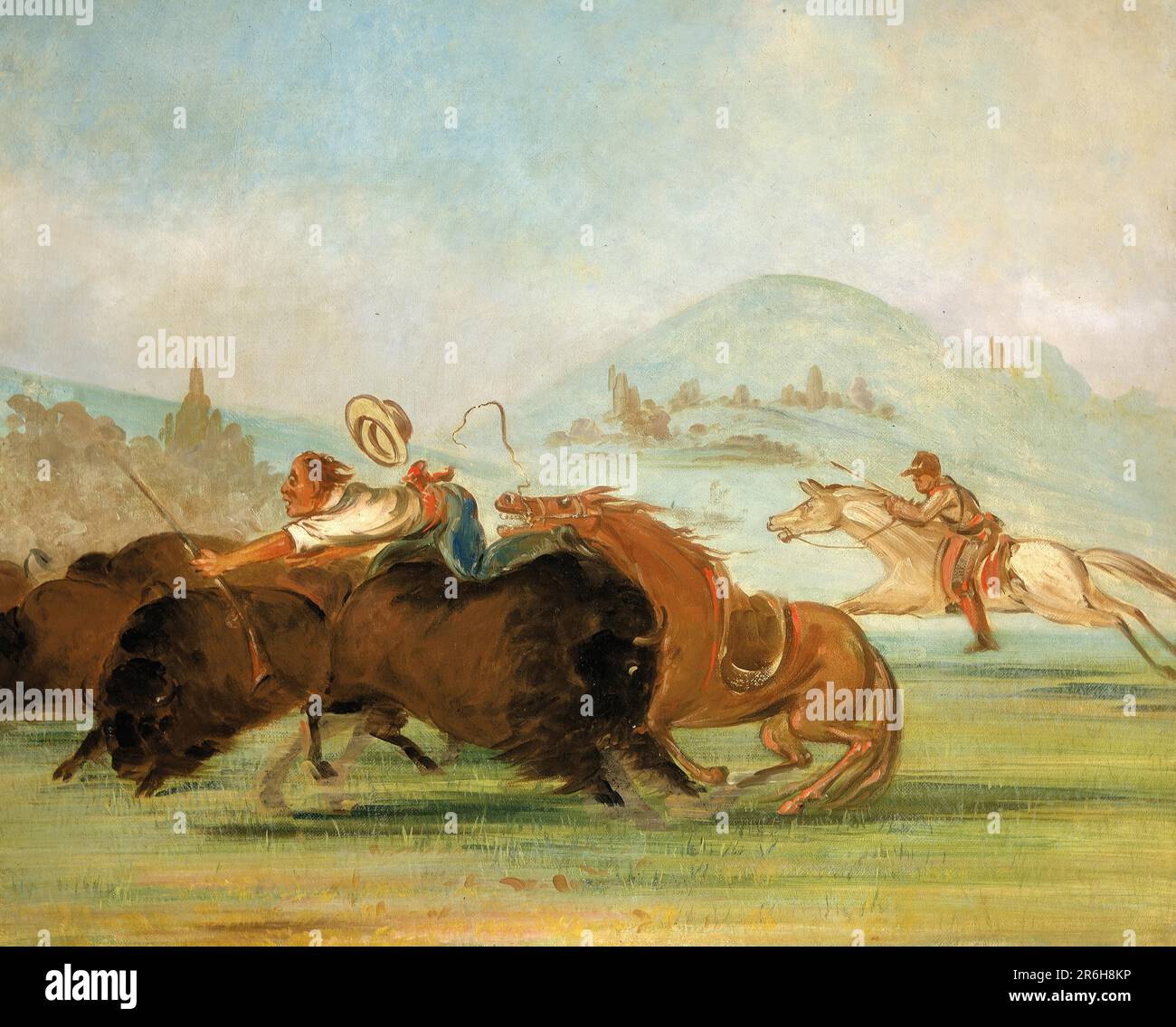Batiste and I Running Buffalo, Mouth of the Yellowstone. oil on canvas ...