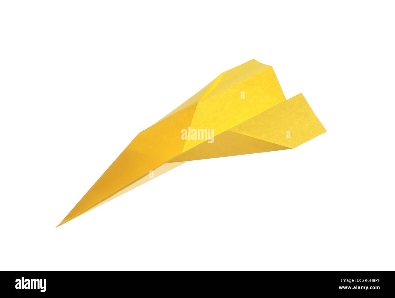 Handmade yellow paper plane isolated on white Stock Photo - Alamy