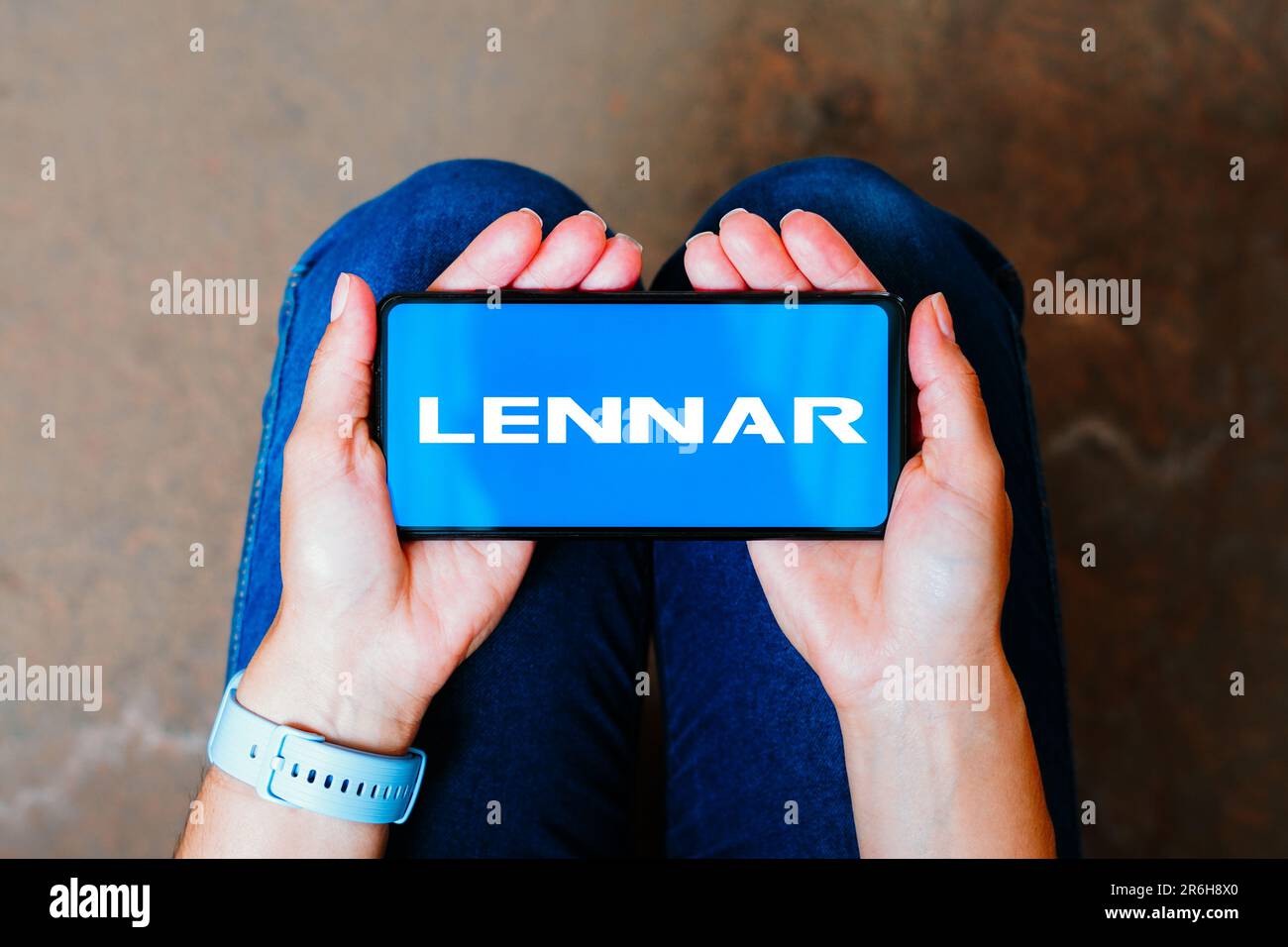 In this photo illustration, the Lennar Corporation logo is displayed on ...