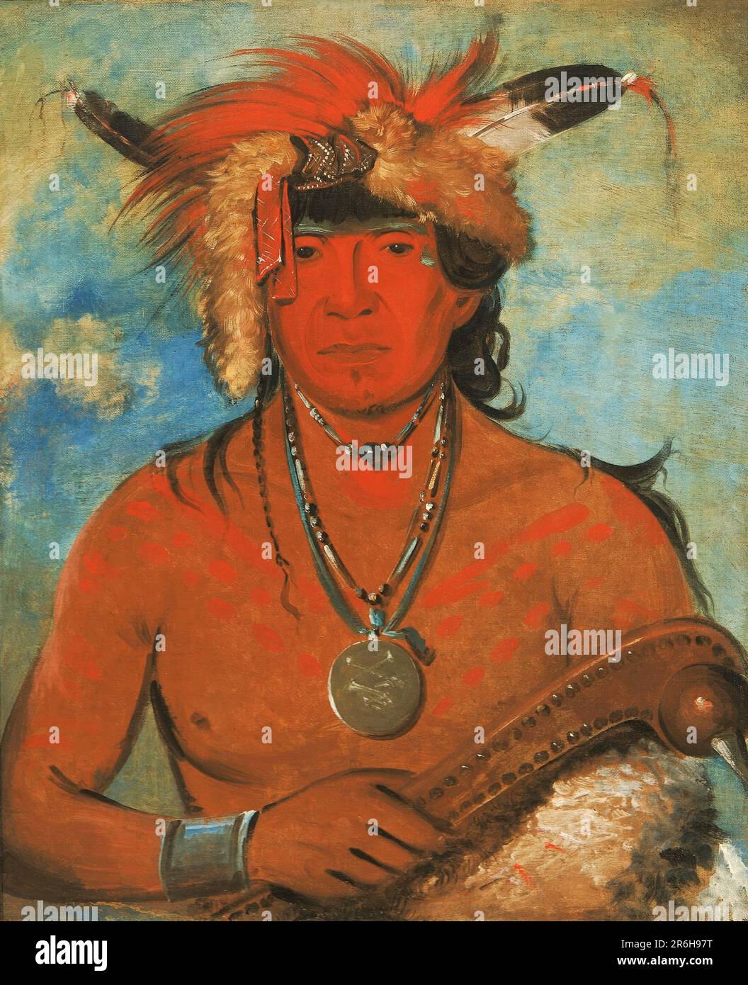 Háh-je-day-ah'-shee, Meeting Birds, a Brave. oil on canvas. Date: 1835 ...