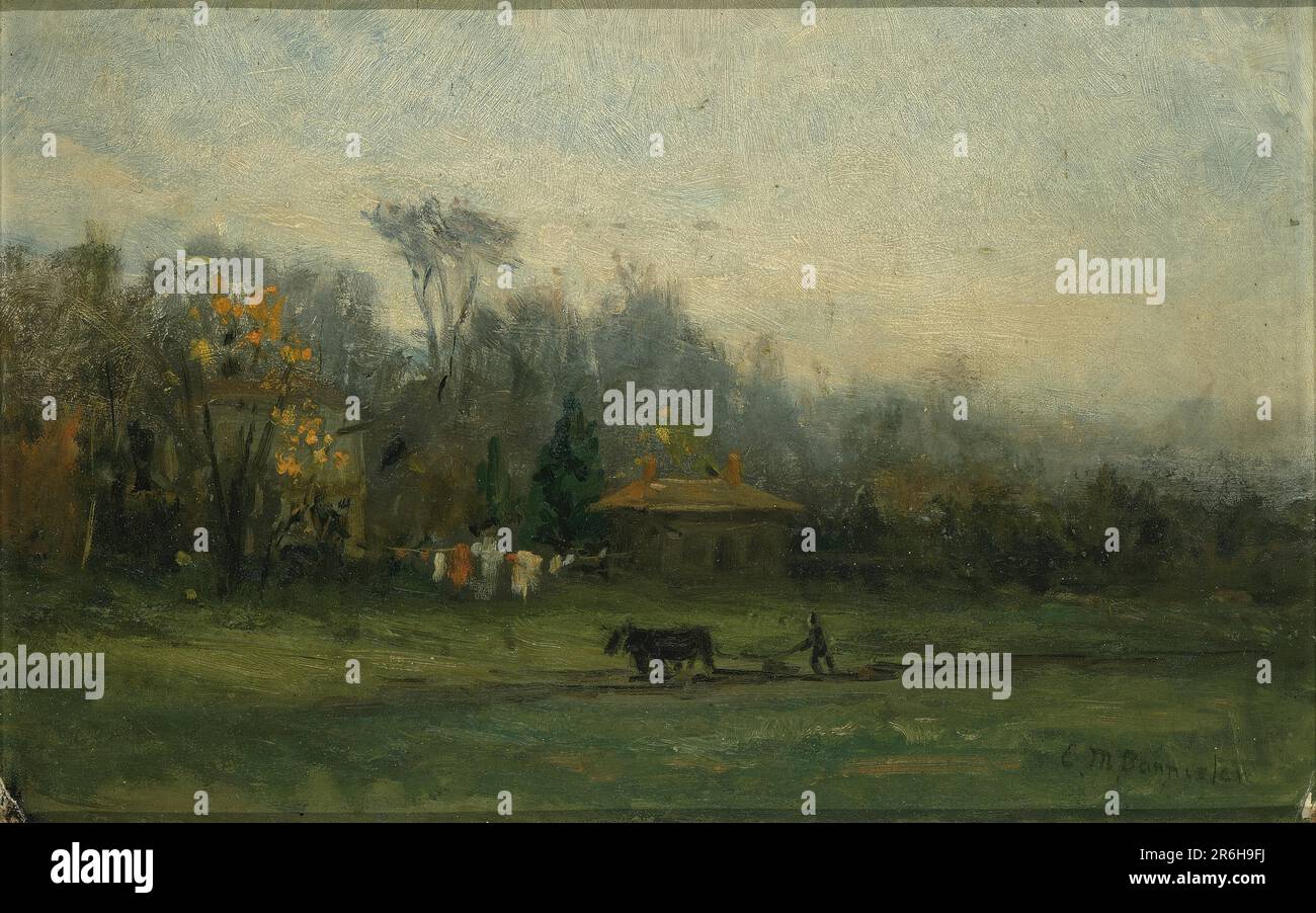 Untitled (landscape with man plowing fields). Date: n.d. Oil on ...