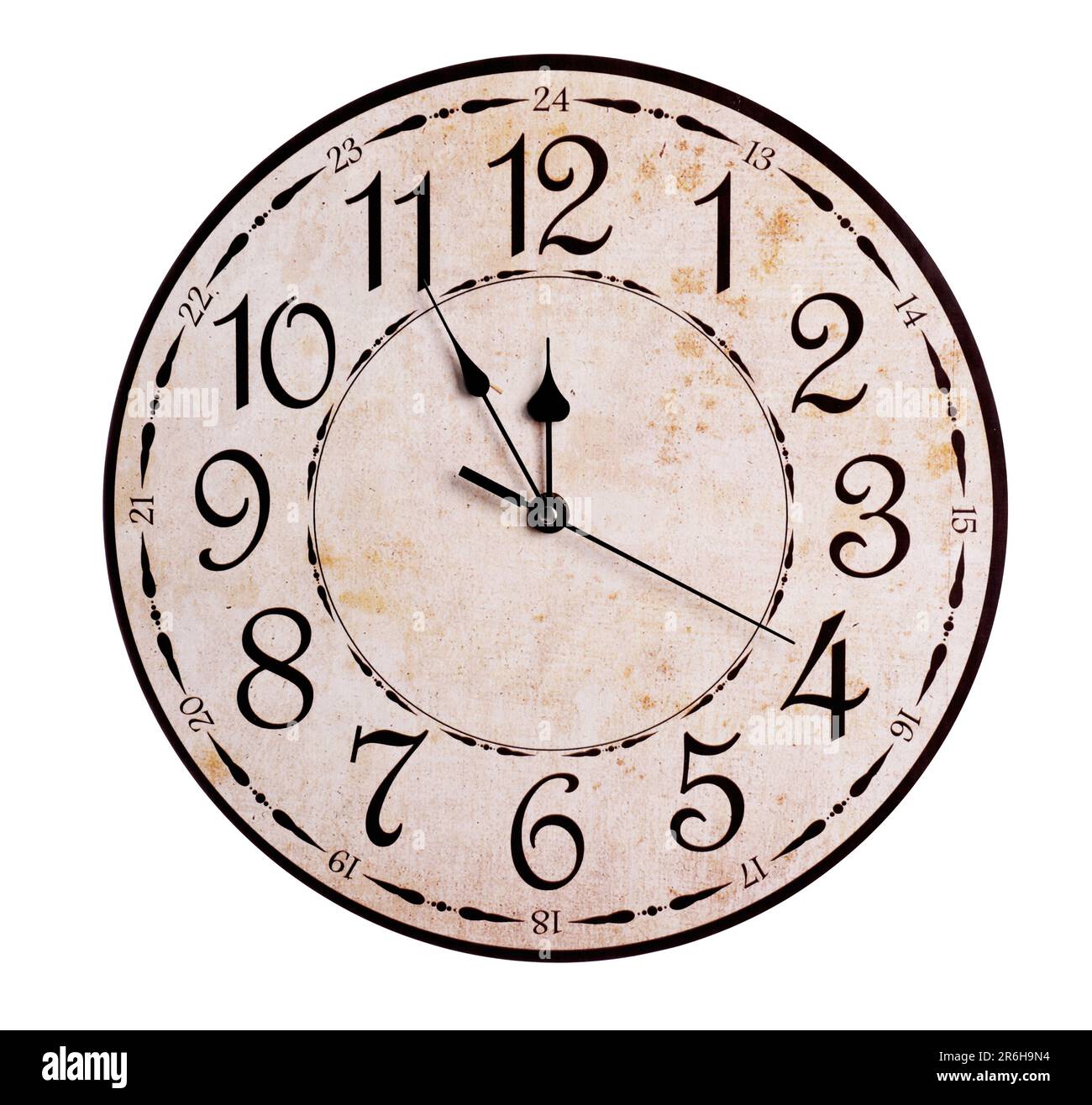 Stylish analog clock isolated on white. New Year countdown Stock Photo ...