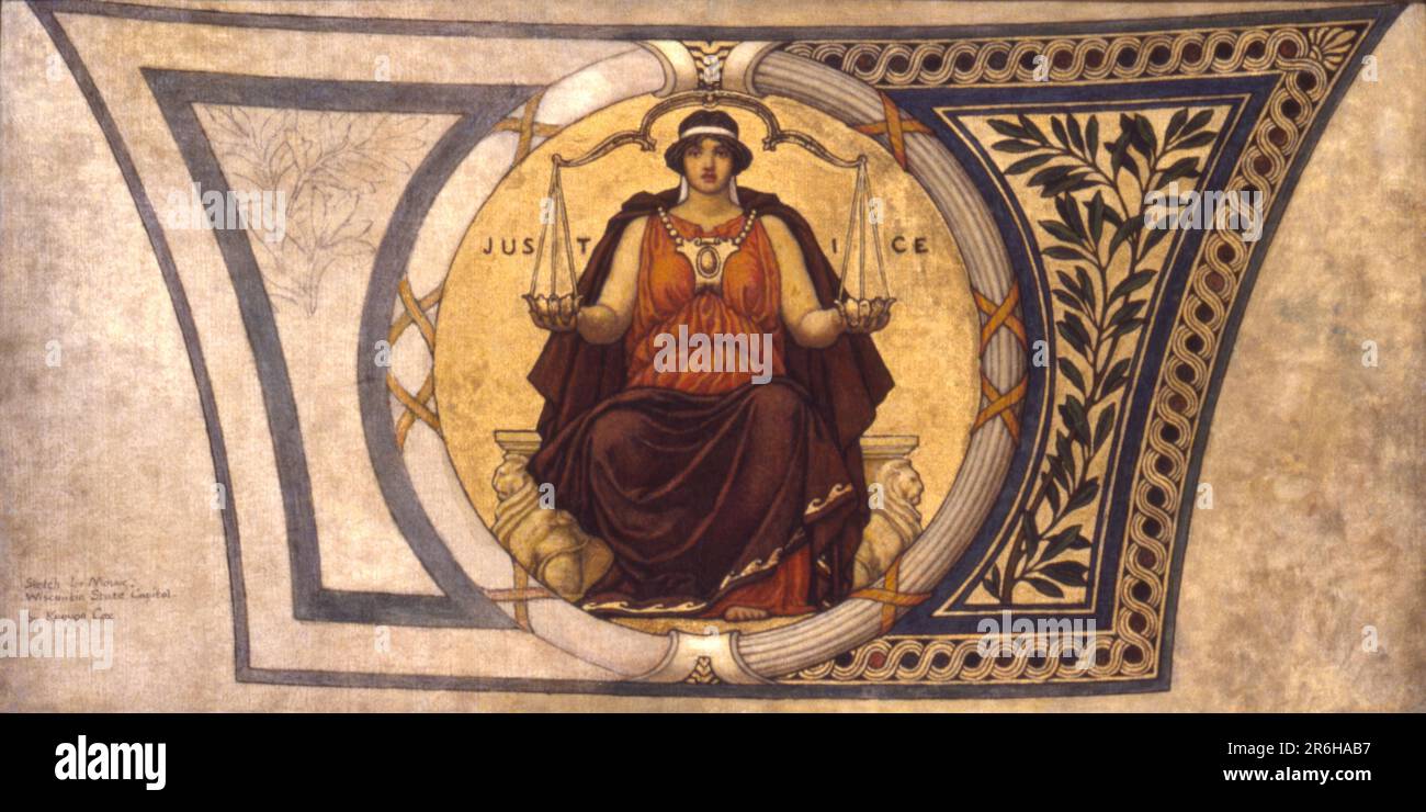 Study for Mosaic, Wisconsin State Capital, "Justice". oil on canvas ...