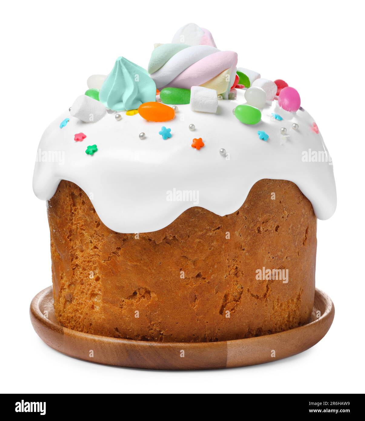 Traditional Easter cake decorated with sprinkles, jelly beans and ...