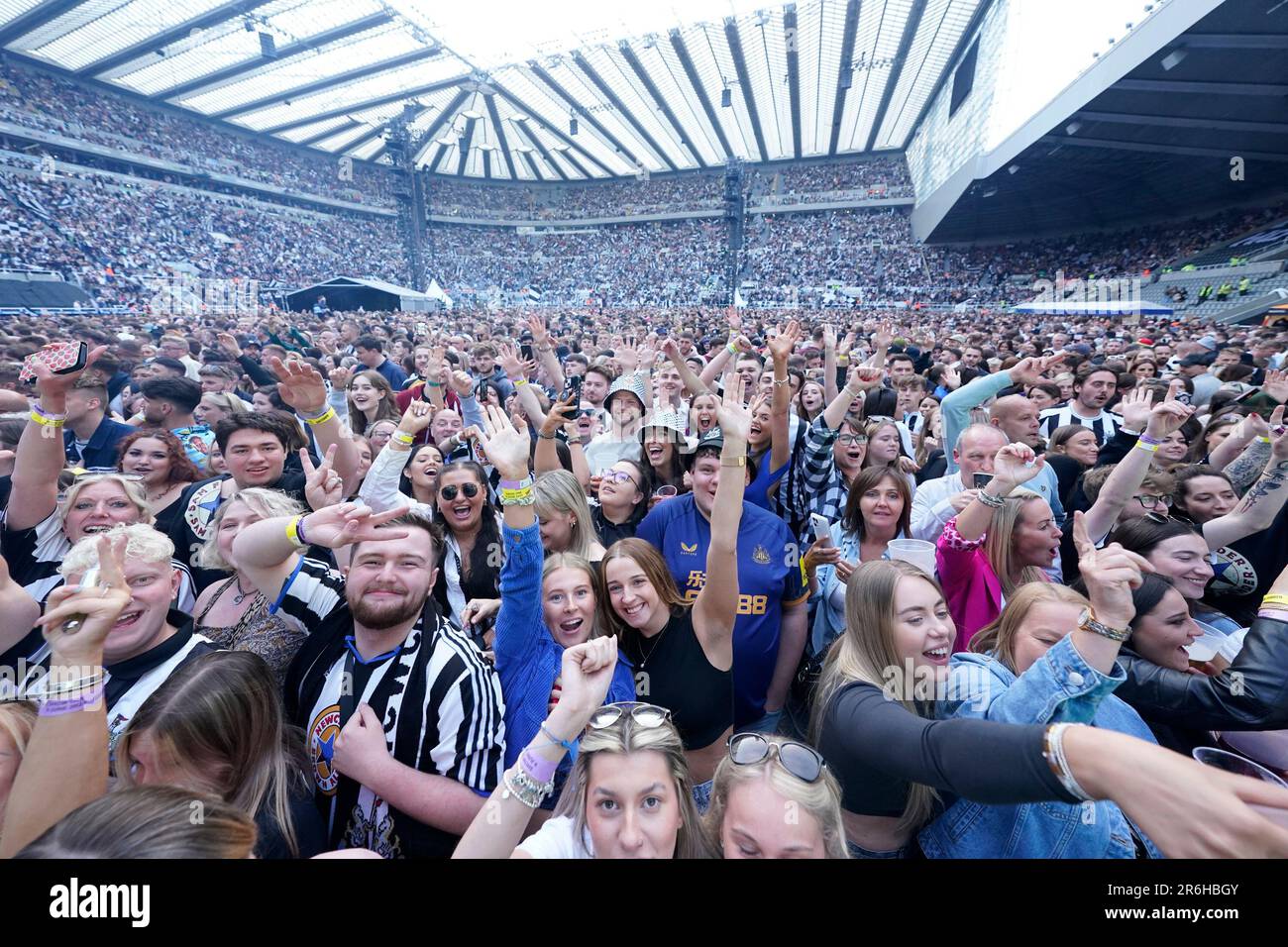 Fans wait for Sam Fender to perform at St James' Park in Newcastle Upon ...