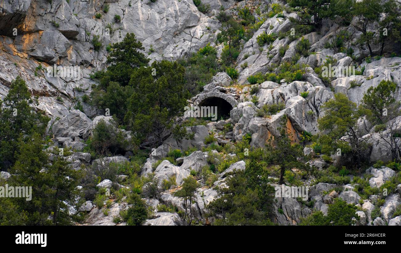 Cave entrance. Rocky and cave entrance in the forest Stock Photo - Alamy