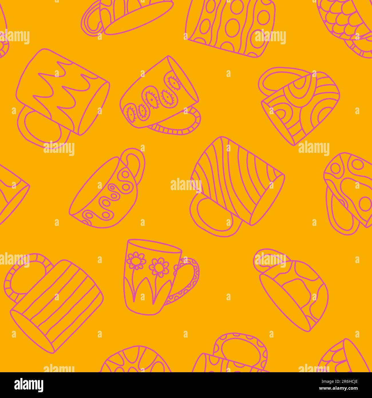 Cartoon cups seamless pattern for wrapping paper and fabrics and linens ...