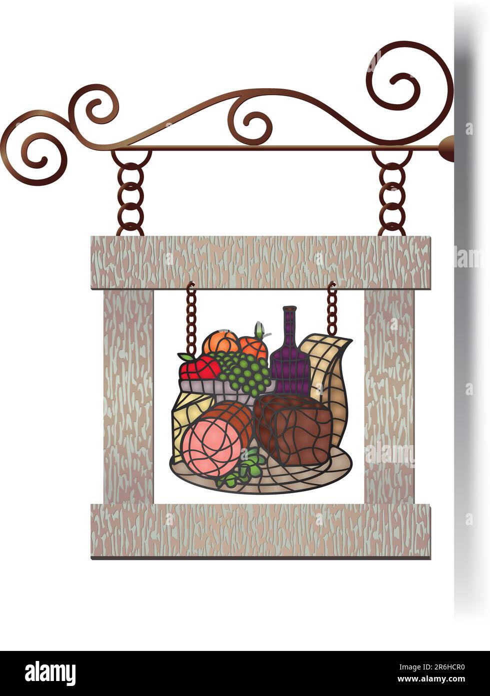 Wooden signboard for grocery store with stained glass Stock Vector ...