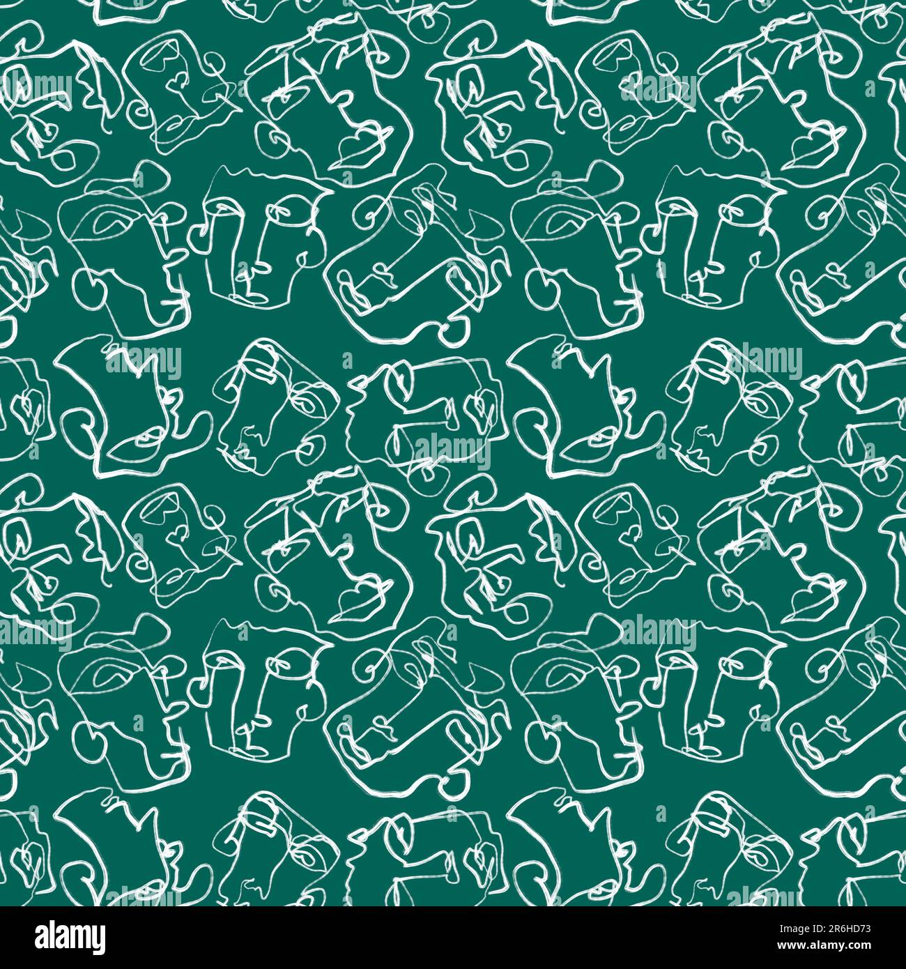 Abstract line art portraits seamless faces pattern for wallpaper and ...