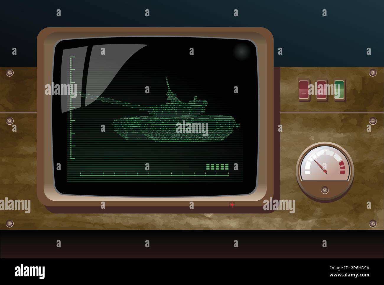 display of military radar, depicting tank. Simple gradients only - no ...