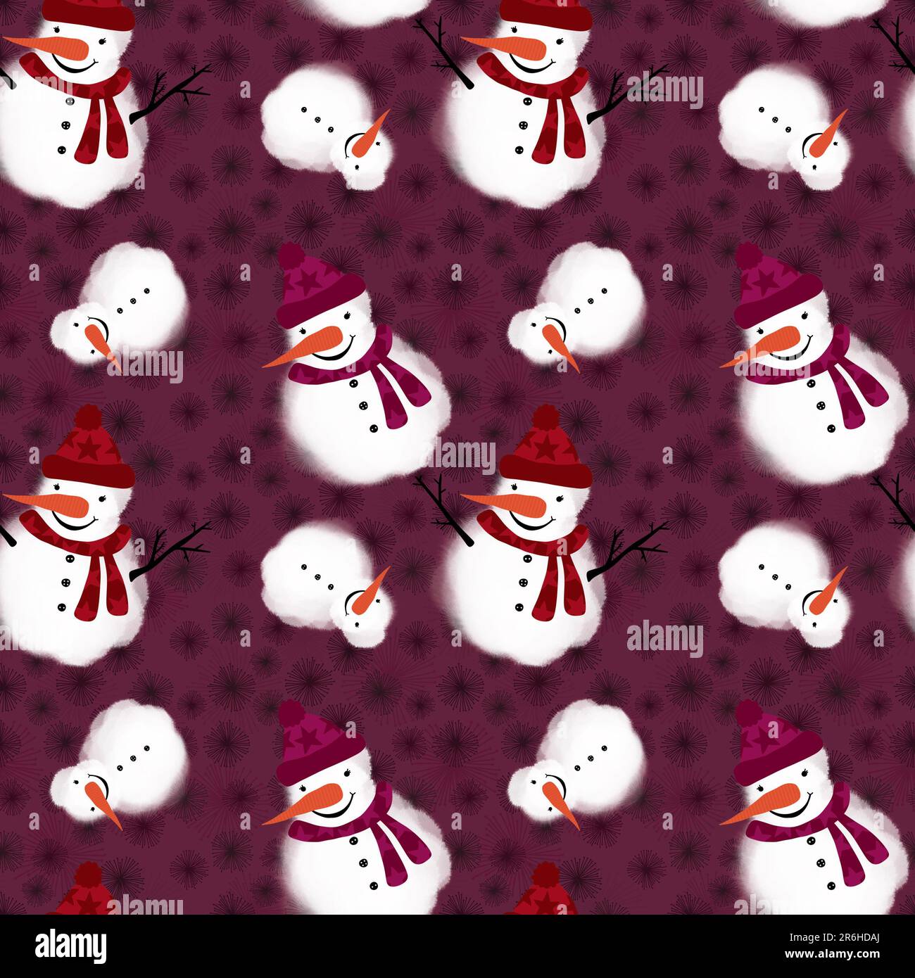 Winter seamless snowman and snowflakes pattern for Christmas wrapping ...
