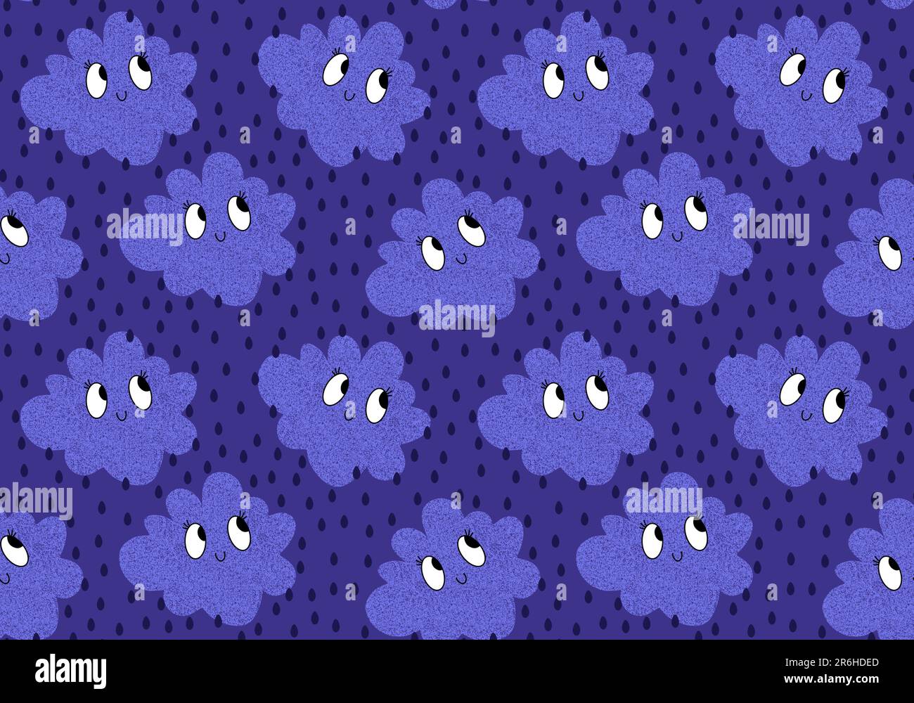 Retro summer cartoon seamless sun and rainbow and clouds pattern for ...