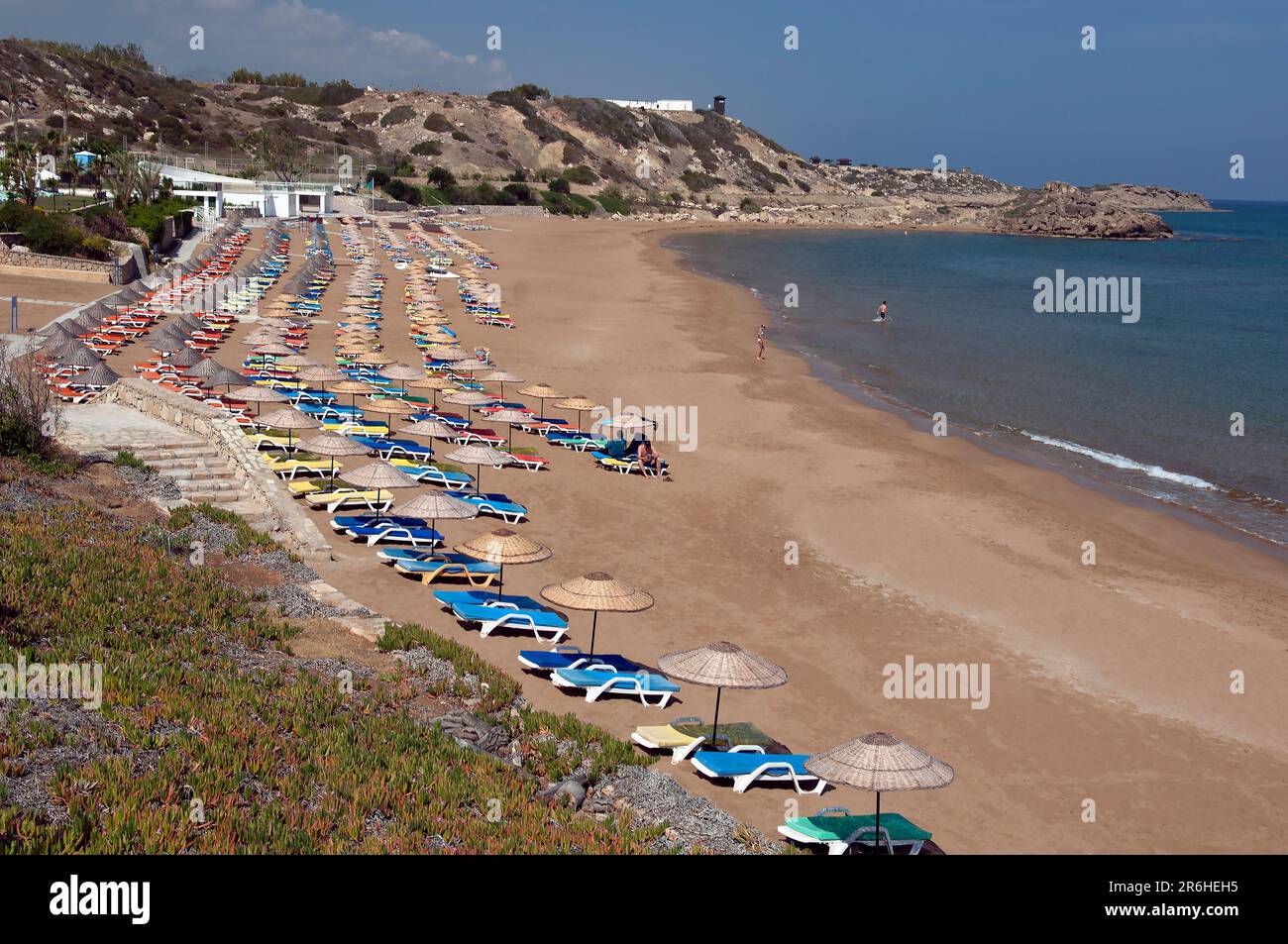 Hotel resort and beach on the island of Cyprus in the Mediterranean Sea ...