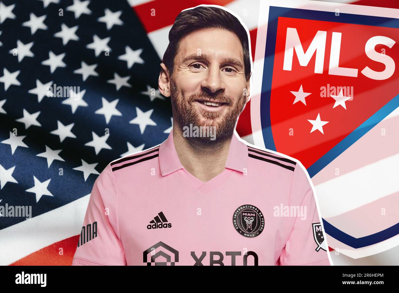 Lionel Messi with the Inter Miami shirt, the MLS shield and the USA ...
