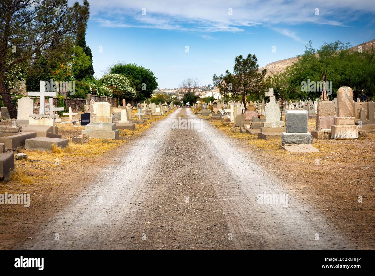 The gravel road that passes through Concordia Cemetery in El Paso ...