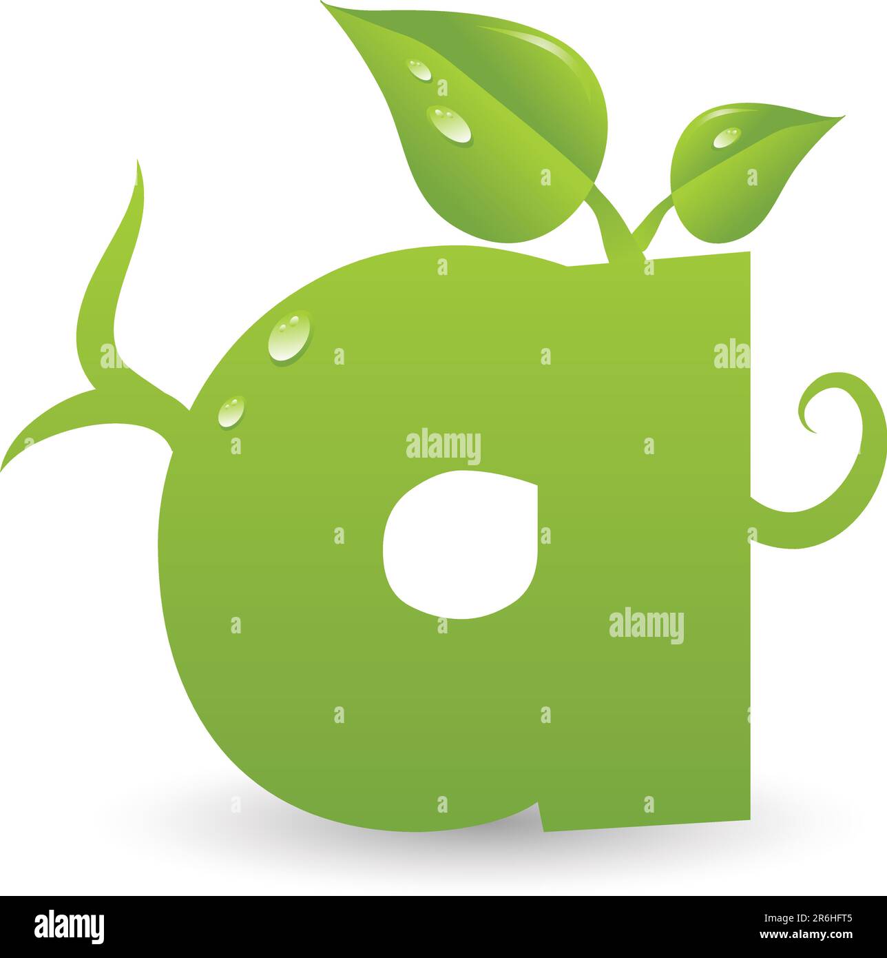 one vector letter from a green floral alphabet isolated on white ...