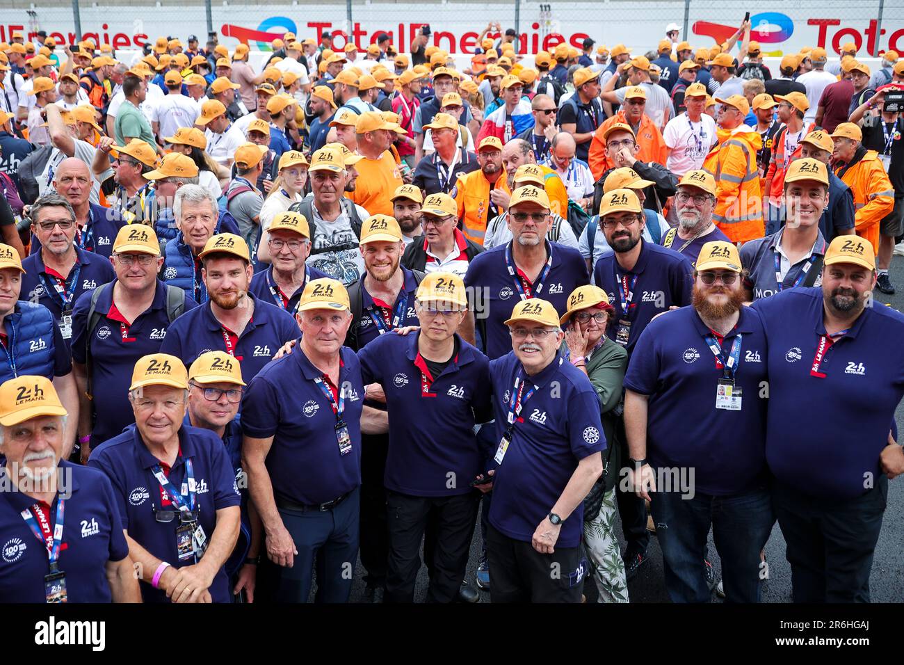 Le Mans, France. 09th June, 2023. Marshalls parade during the drivers ...