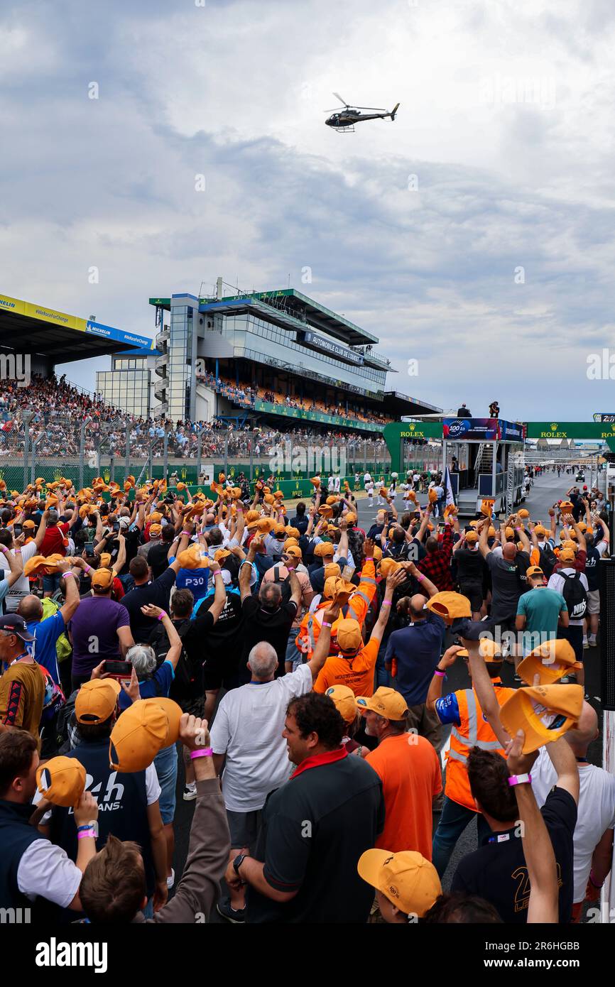 Le Mans, France. 09th June, 2023. Marshalls parade during the drivers ...