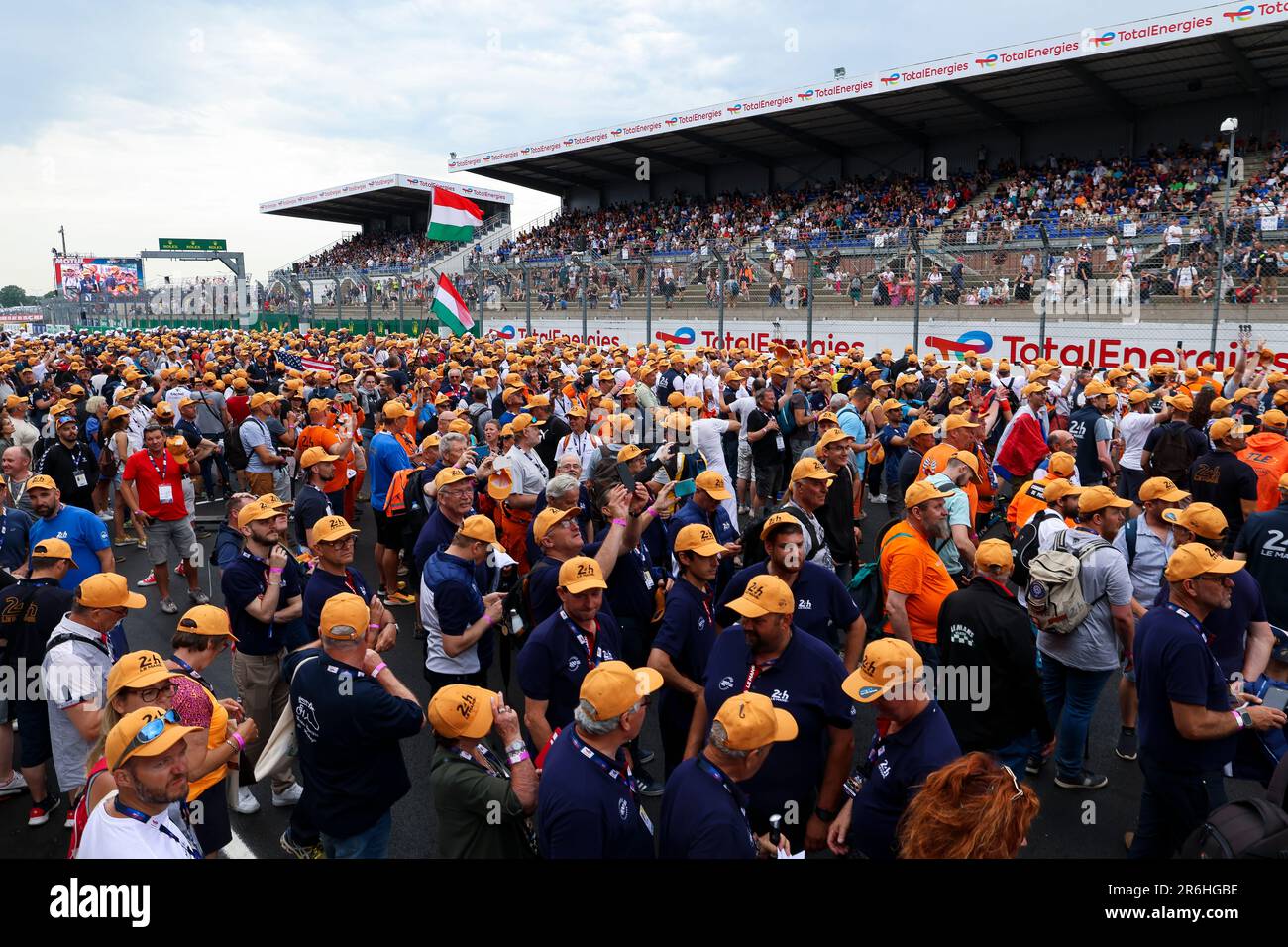 Le Mans, France. 09th June, 2023. Marshalls parade during the drivers ...