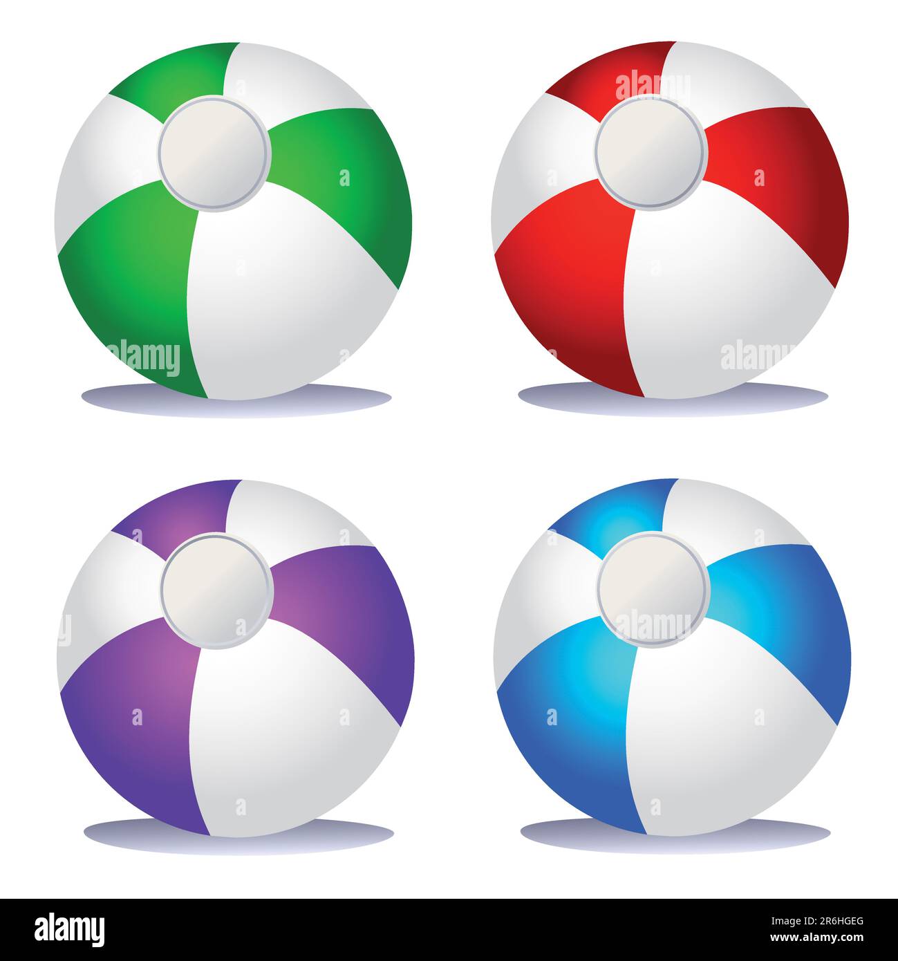 Collection of beach balls, vector illustration, isolated on white ...