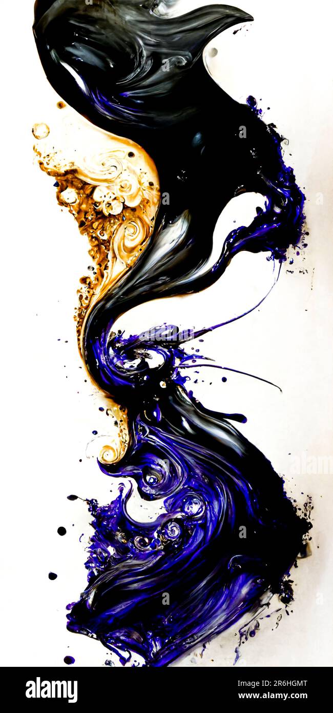 A stunning illustration featuring a black and blue wave pattern with ...