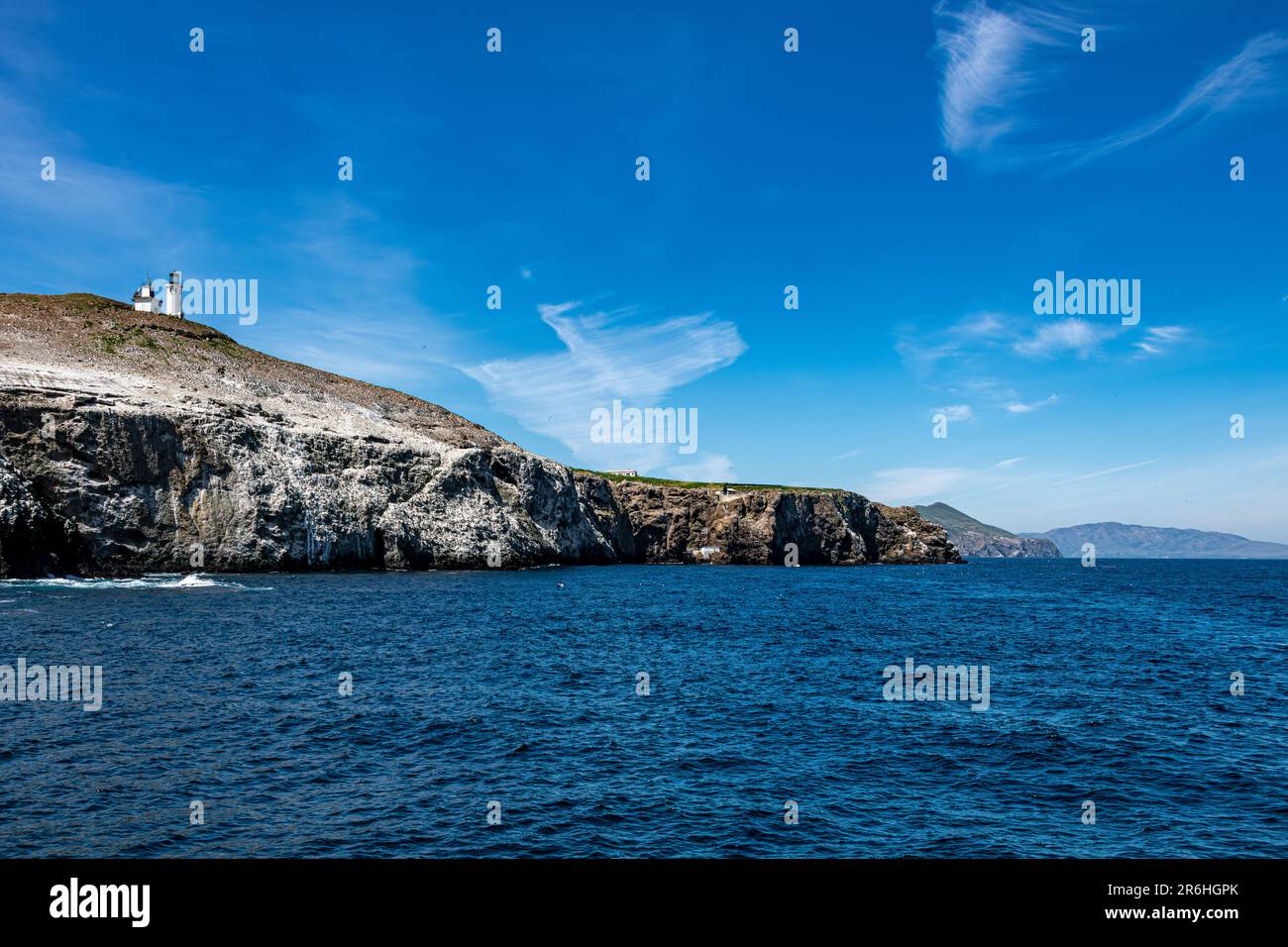 Views of Anacapa Island from a boat in Channel Islands National Park ...