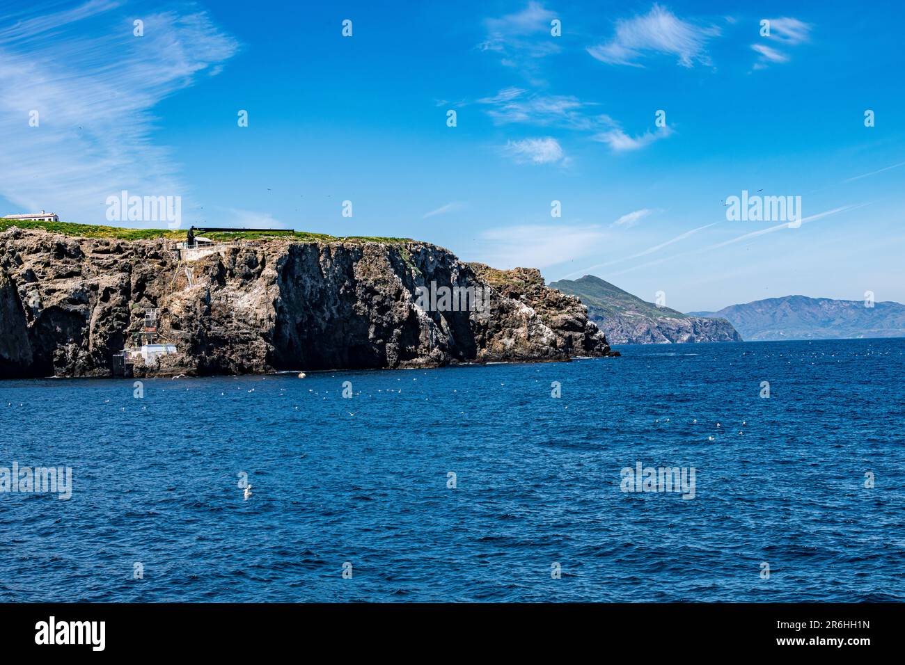 Views of Anacapa Island from a boat in Channel Islands National Park ...