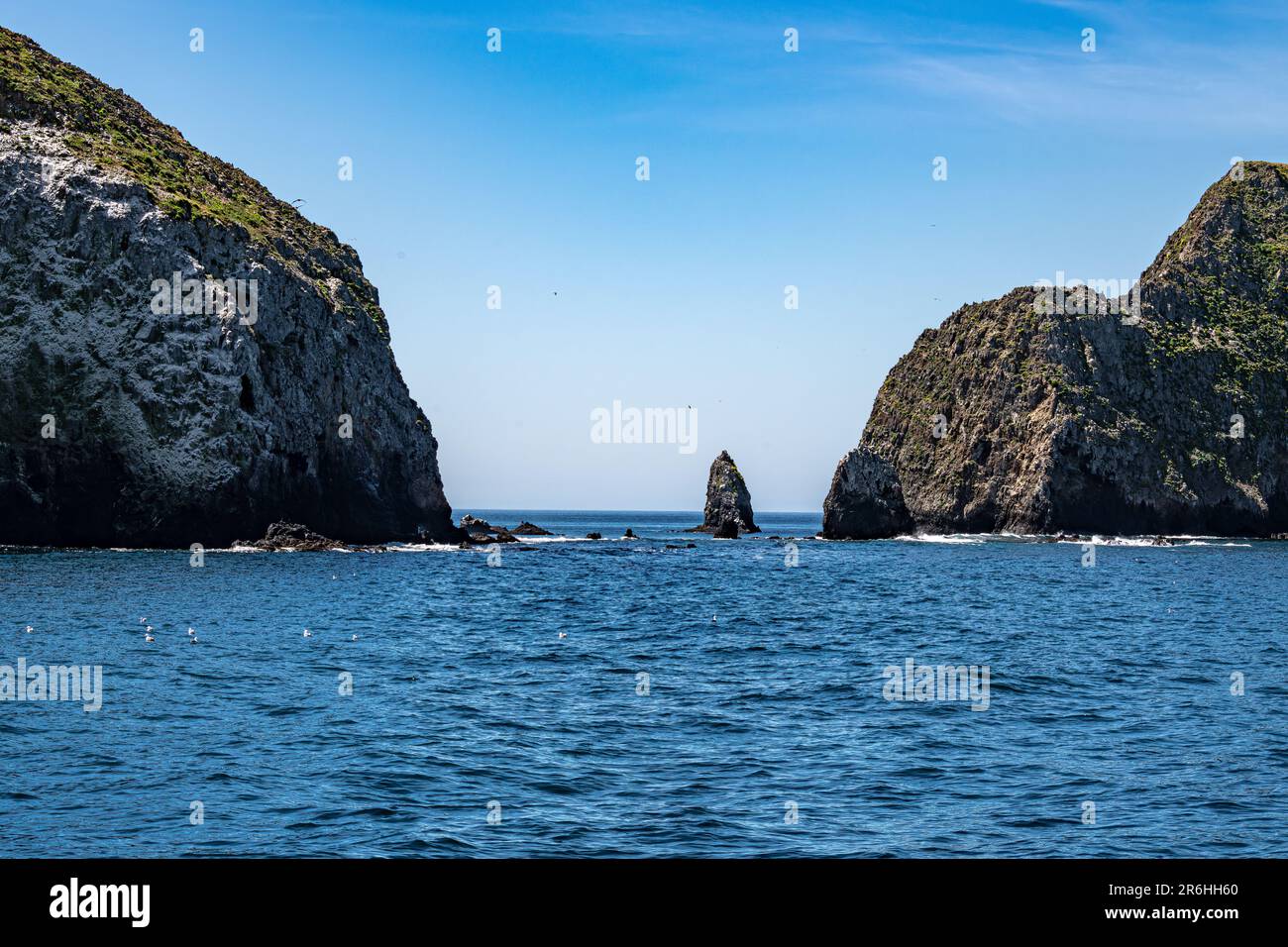 Views of Anacapa Island from a boat in Channel Islands National Park ...