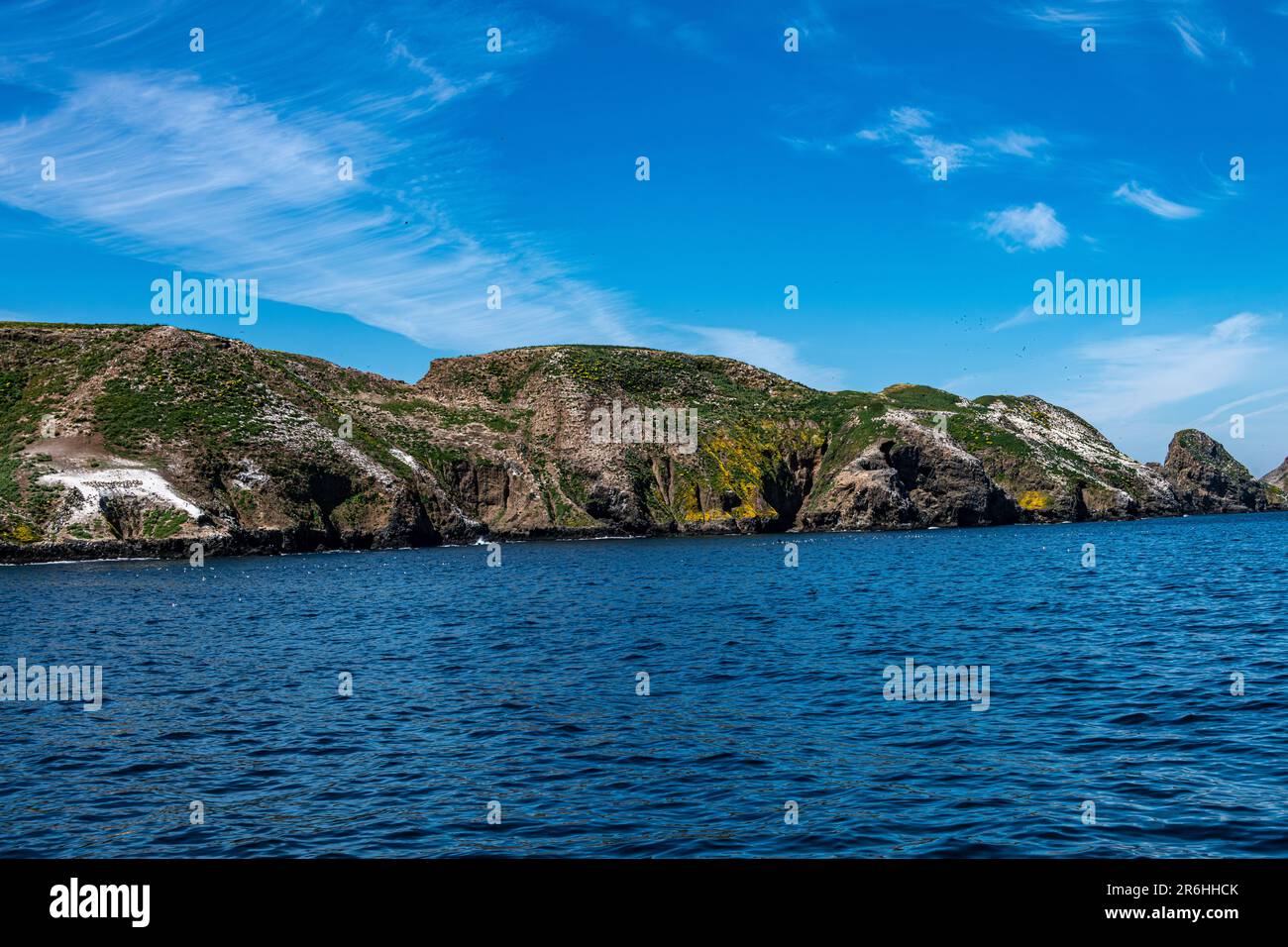 Views of Anacapa Island from a boat in Channel Islands National Park ...