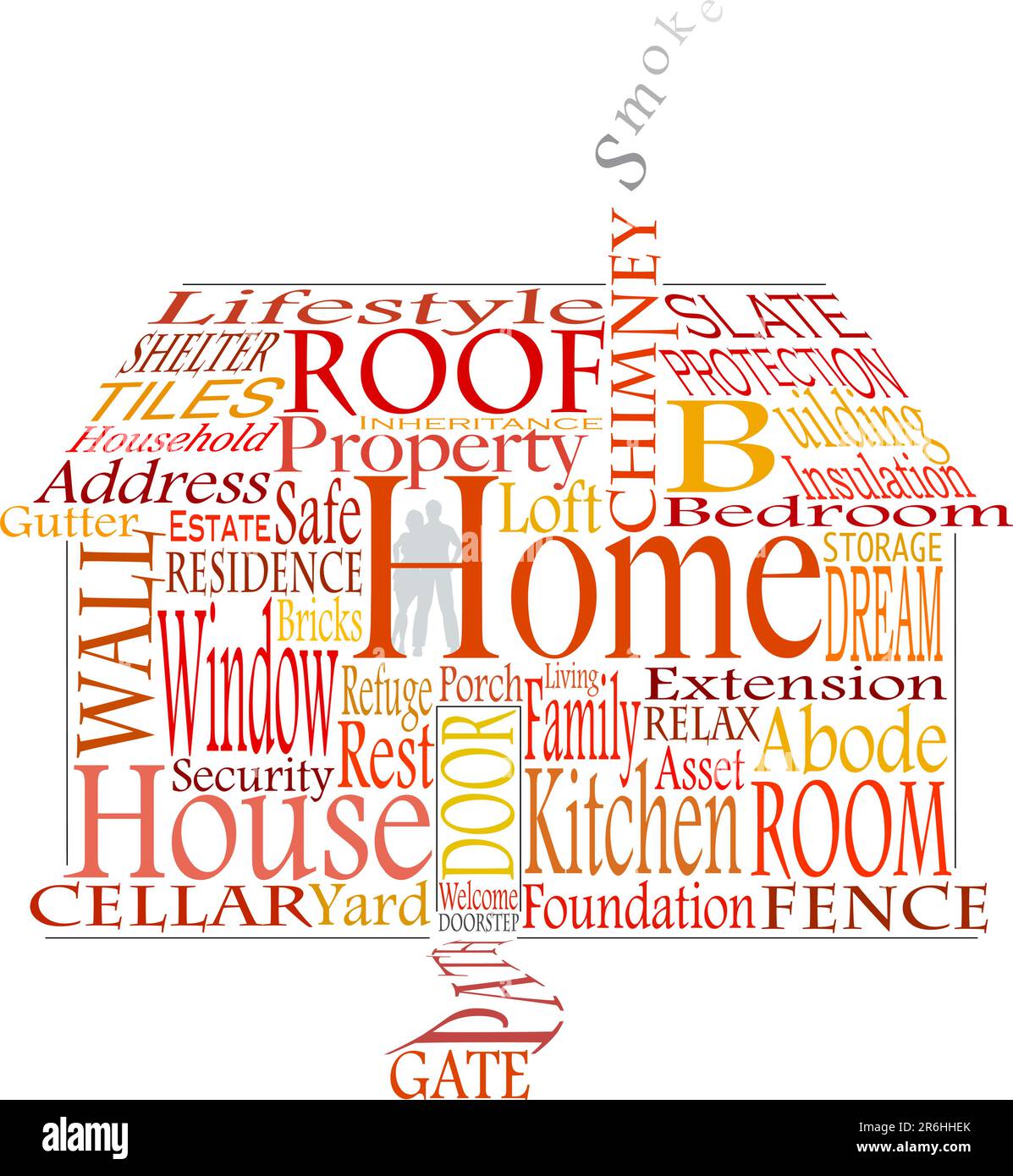 Editable vector illustration of a house made from homely words Stock ...