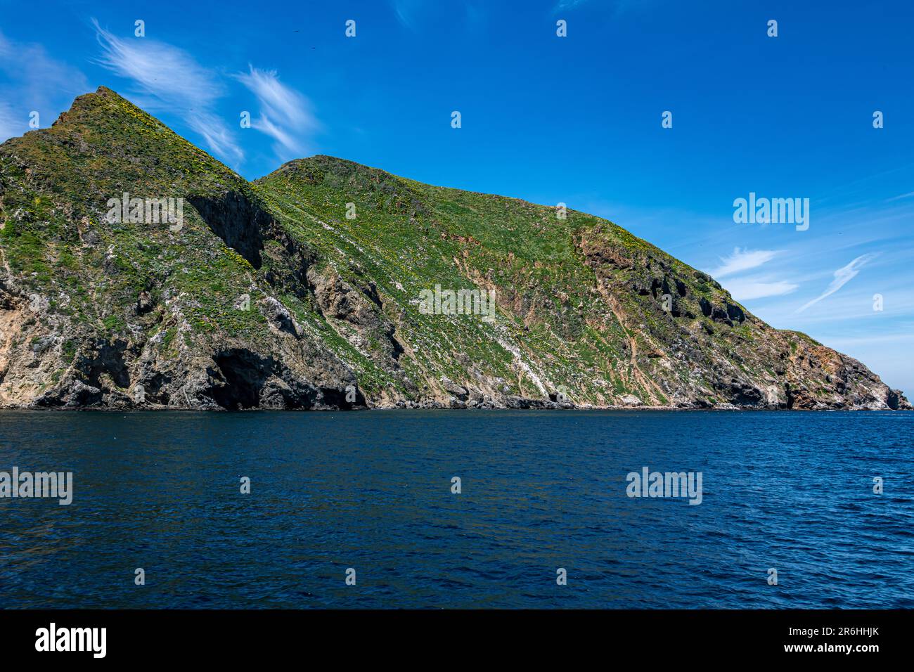 Views of Anacapa Island from a boat in Channel Islands National Park ...