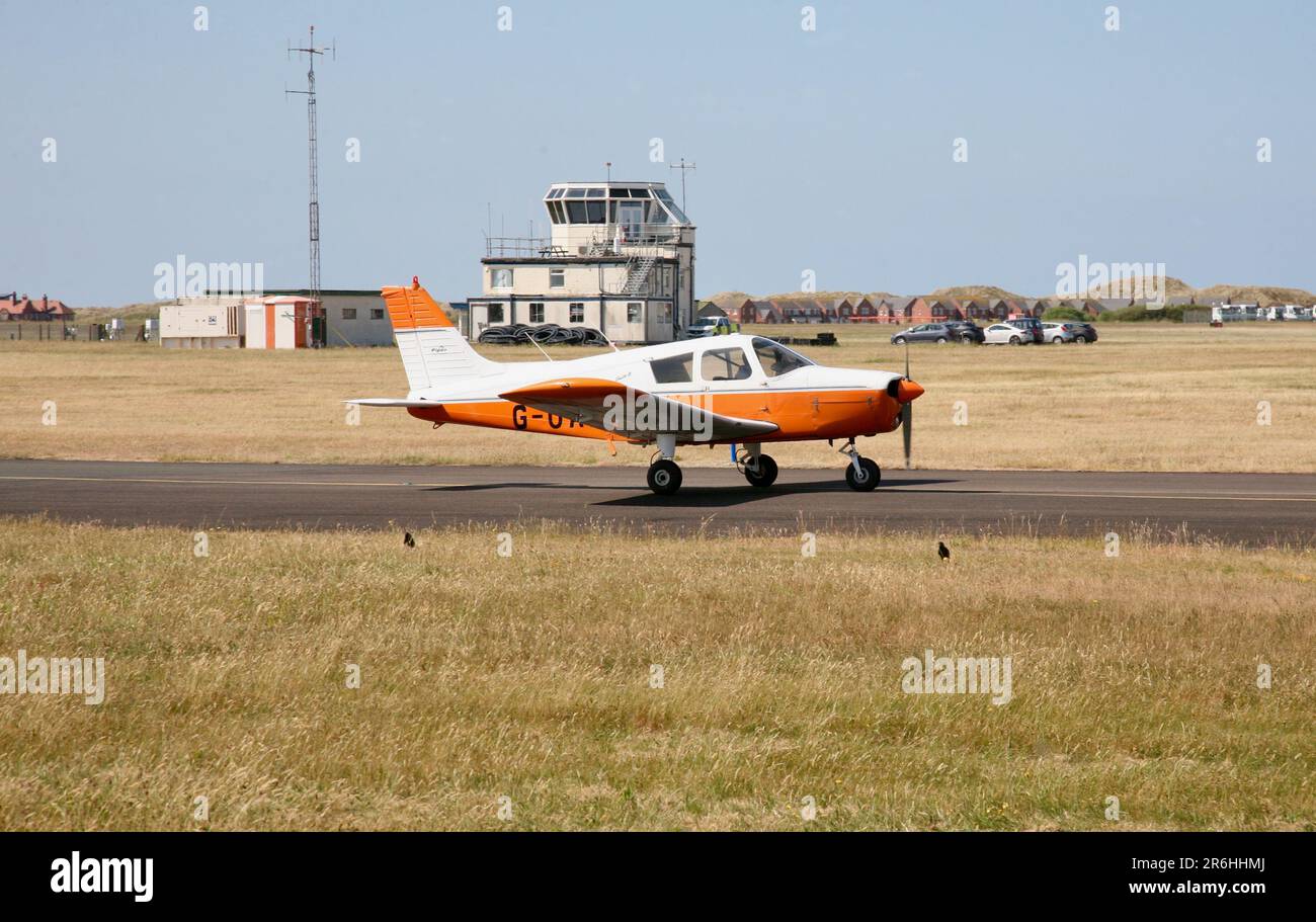 A light aircraft landing at the aerodrome, Blackpool Airport ...